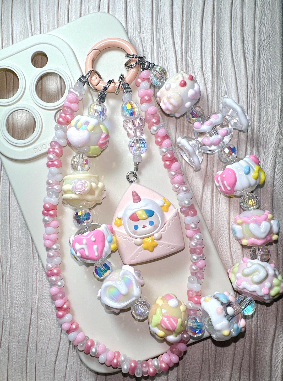 Popmart Love Letter Series Pucky Hand Painted Chonky Beads Phone Charm ...