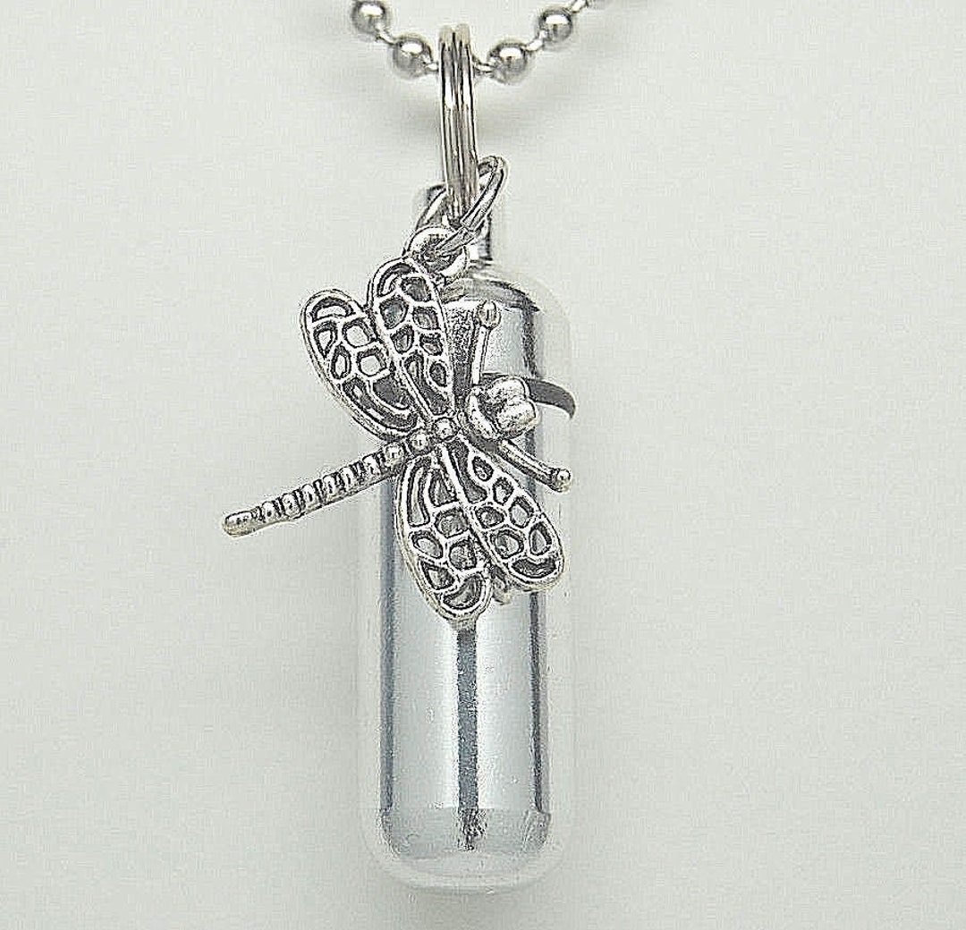 Dragonfly Cremation Urn Necklace Memorial Keepsake Engraveable Ashes ...