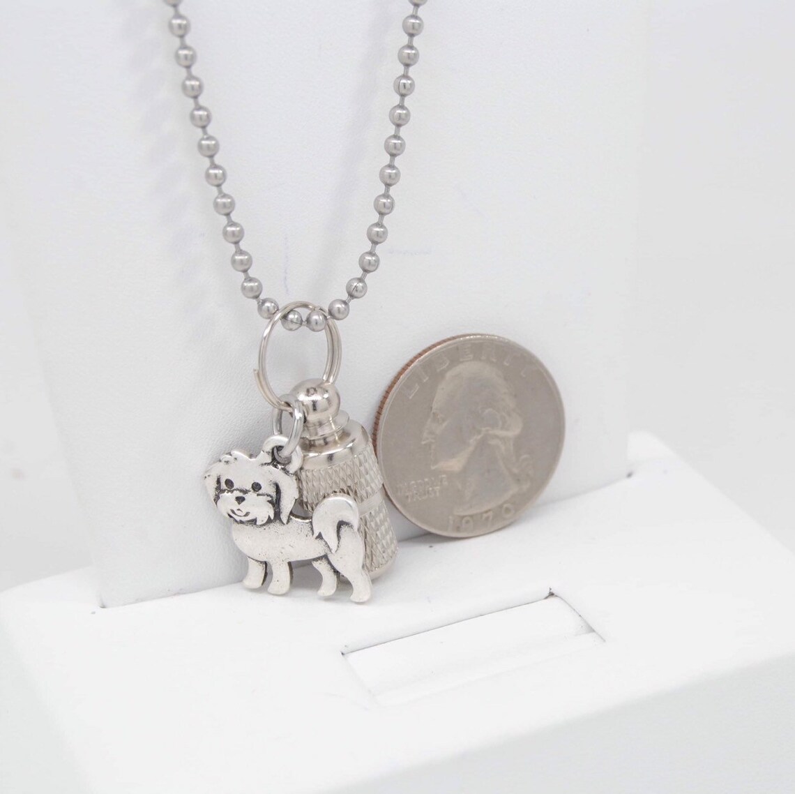 Maltese Cremation Urn Necklace || Jewelry for Dog Ashes || Discreet Pet ...