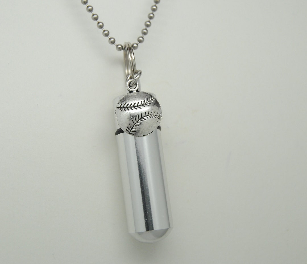 Baseball Cremation Urn Necklace || Baseball Fan Ashes Keepsake ...