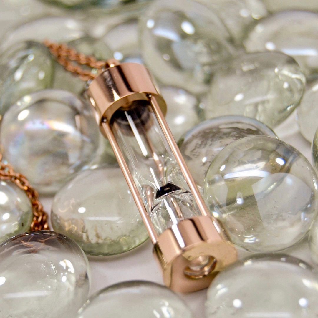 Hourglass Cremation Urn Necklace || Rose Gold Ashes Keepsake ...