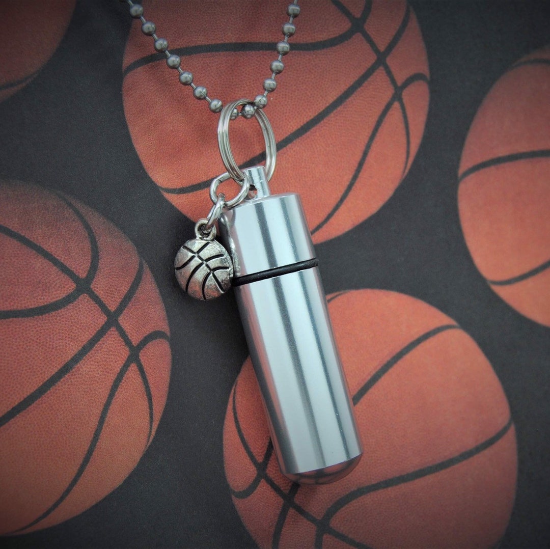 Basketball and Cylinder Cremation Urn Necklace || Basketball Fan Ashes ...