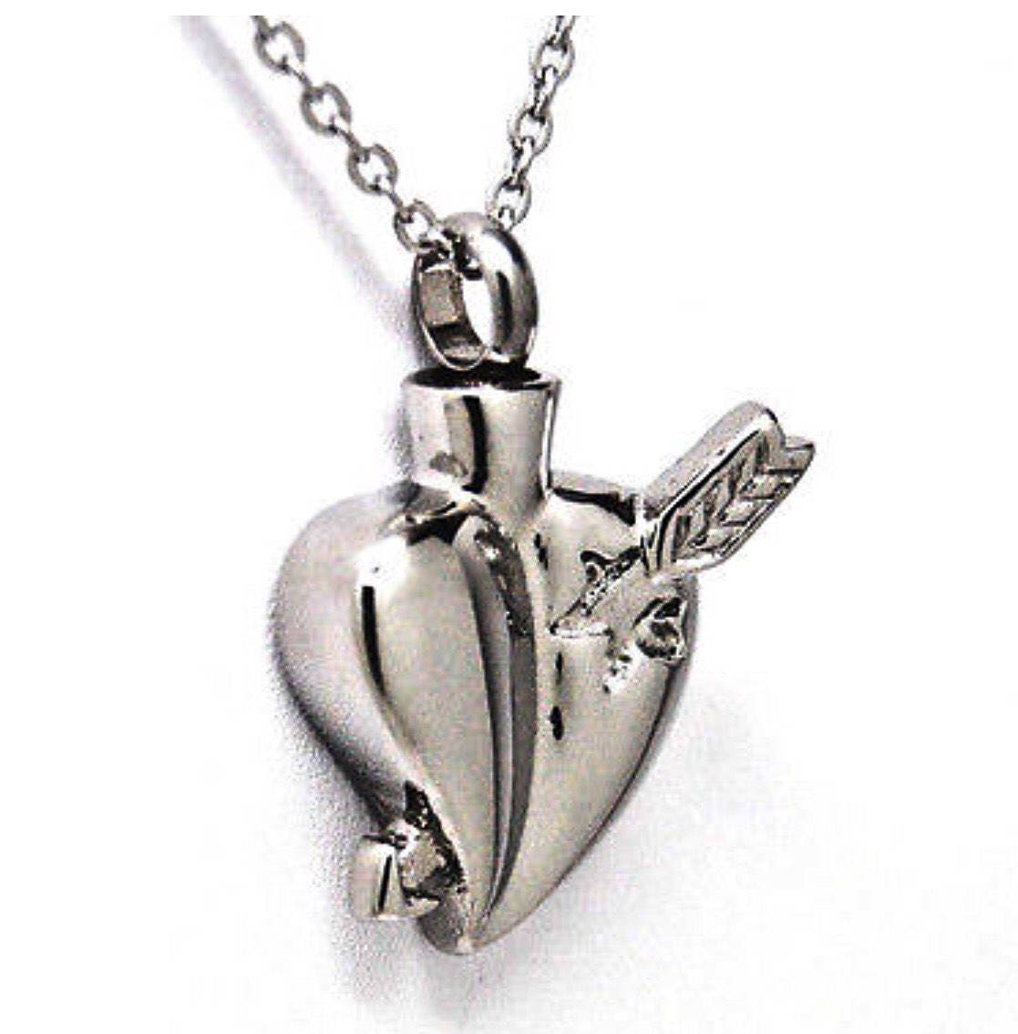 Arrow Heart Cremation Urn Jewelry || Ashes Keepsake || Memorial ...