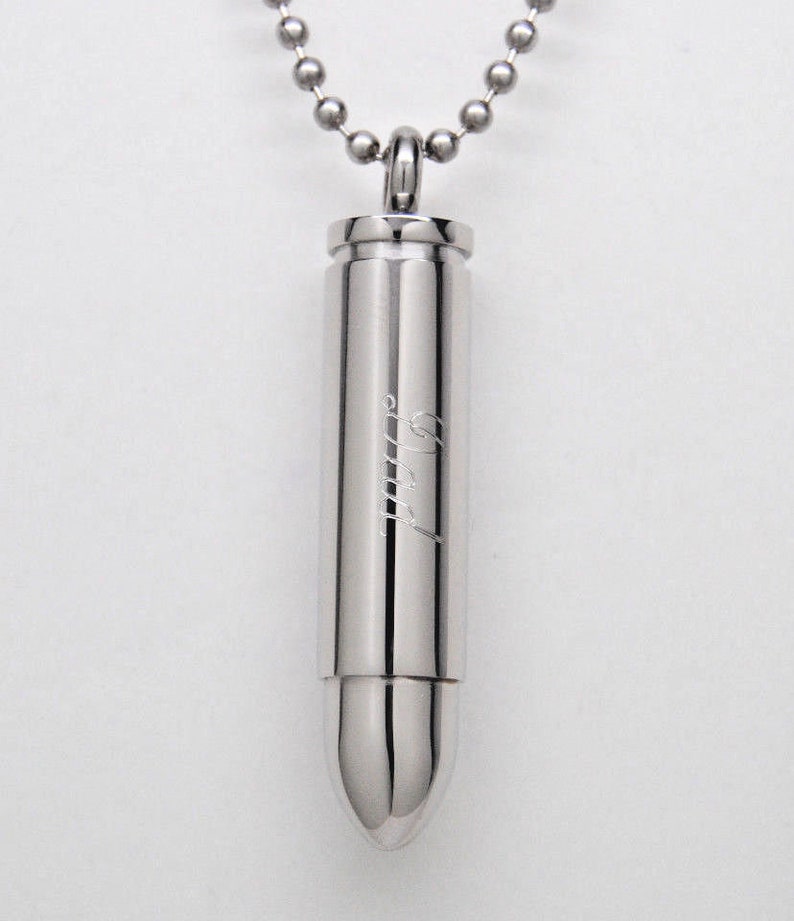Bullet Dad Cremation Urn Necklace Engraveable | Etsy