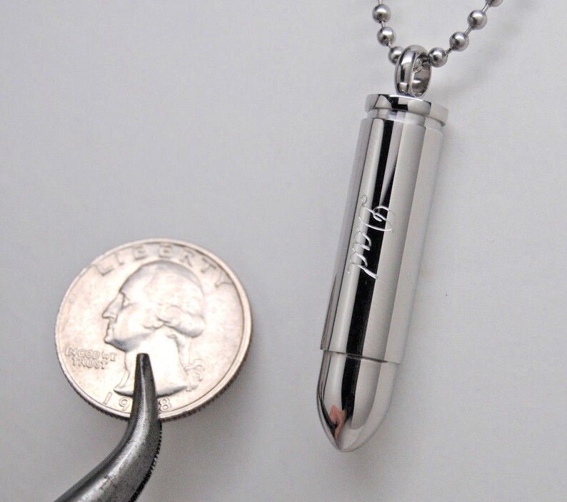 Bullet "dad" Cremation Urn Necklace || Engraveable Cremation Jewelry ...
