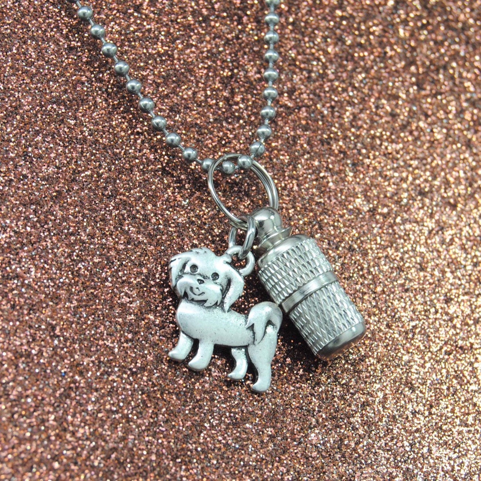 Maltese Cremation Urn Necklace || Jewelry for Dog Ashes || Discreet Pet ...