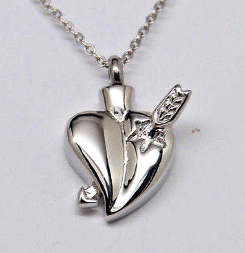 Arrow Heart Cremation Urn Jewelry || Ashes Keepsake || Memorial ...