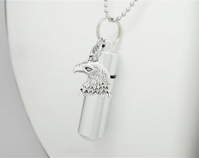 Cremation Keepsake || Urn Key Chain With Eagle Charm || Ashes Holder ...