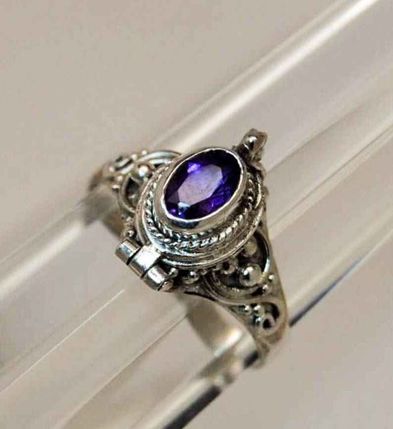 Cremation Urn Ring with Genuine Oval Purple Amethyst in 925 | Etsy