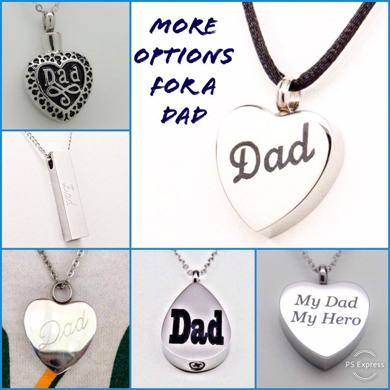 Dad Heart Cremation Urn Necklace Ashes Keepsake Memorial | Etsy