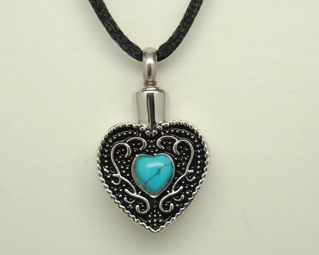 Turquoise Cremation Urn Necklace in Stainless Steel || December ...