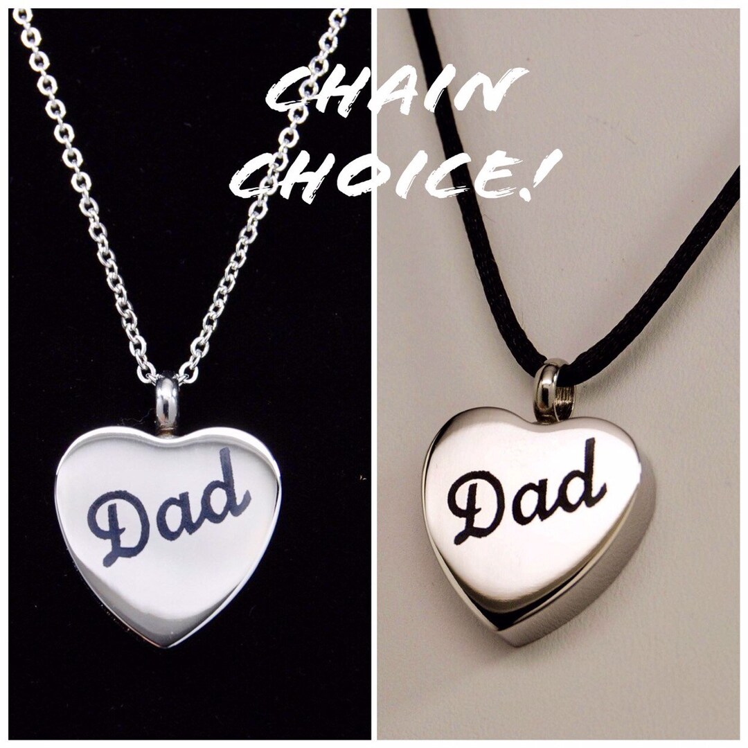 Dad Heart Cremation Urn Necklace || Engravable Dad Cremation Jewelry ...