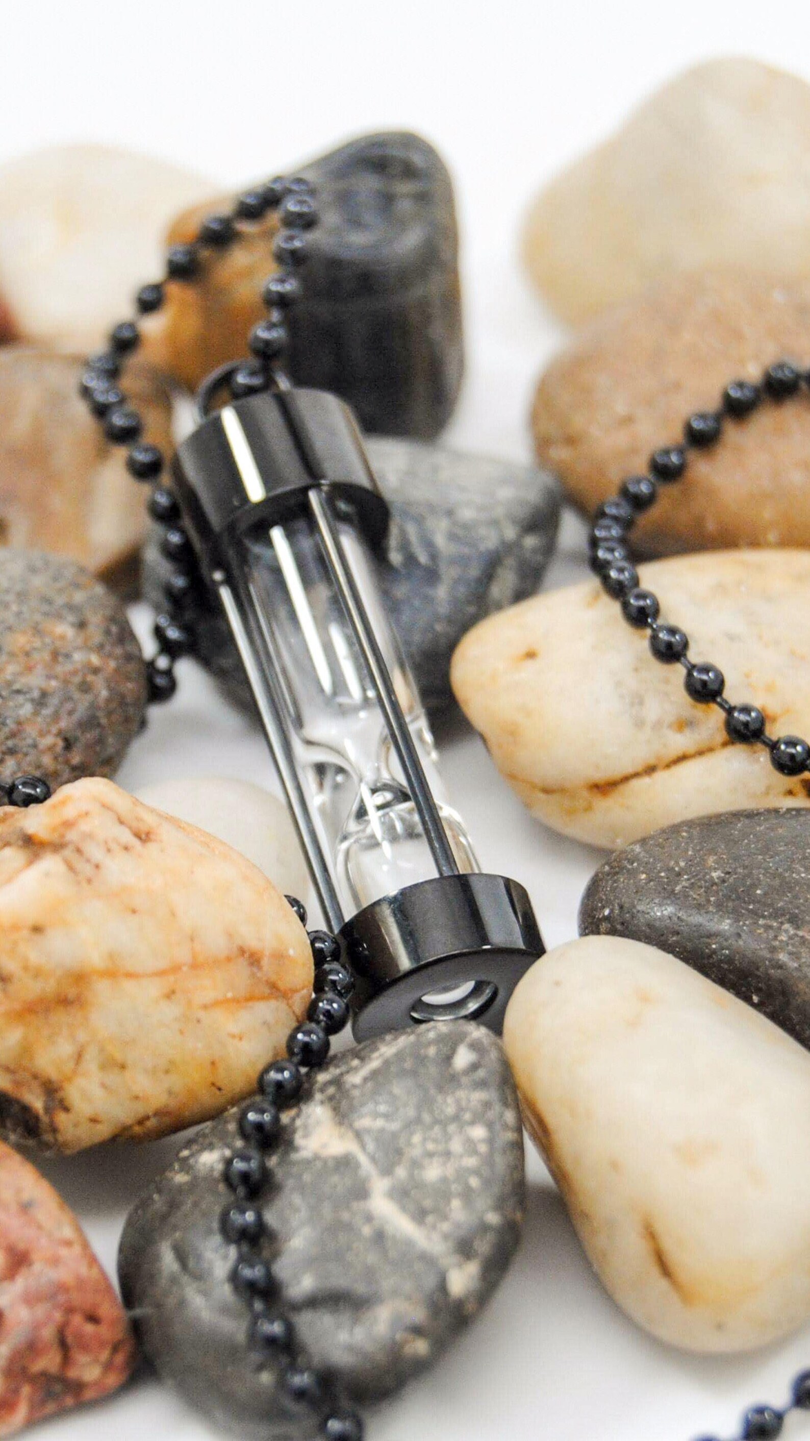 Black Stainless Steel Hourglass Cremation Urn Necklace || Ashes ...
