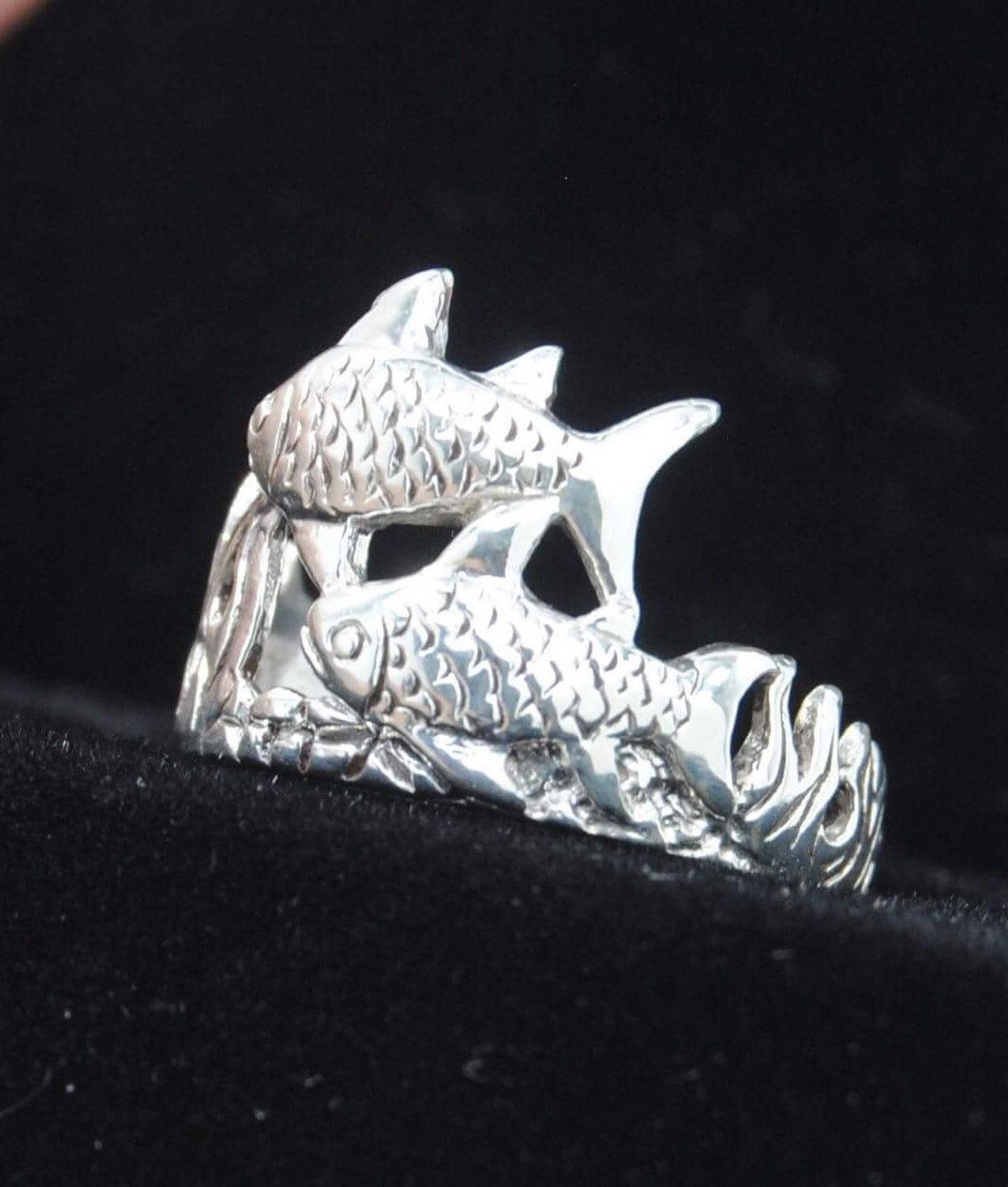 Fish Ring in 925 Sterling Silver Adjustable Ring Gift | Etsy