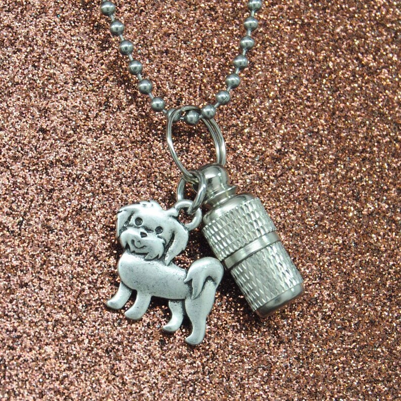 Maltese Cremation Urn Necklace || Jewelry for Dog Ashes || Discreet Pet ...