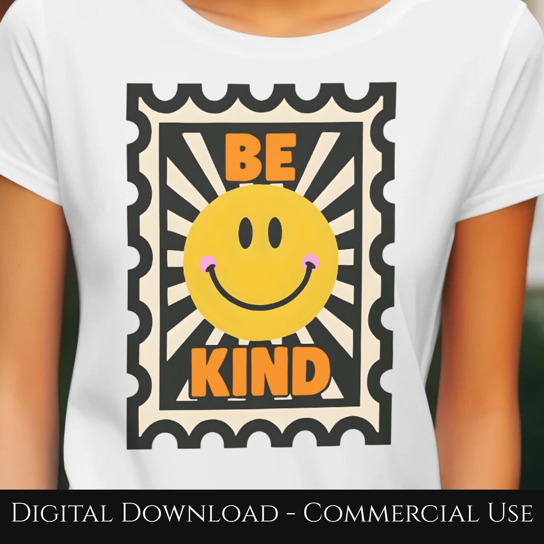 Be Kind Smiley Face Png, Sublimation T-shirt Design, Instant Download ...