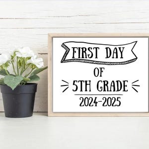 First Day of 5th Grade Printable, First Day of School Sign, Instant ...
