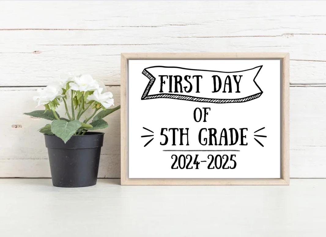 First Day of 5th Grade Printable, First Day of School Sign, Instant ...