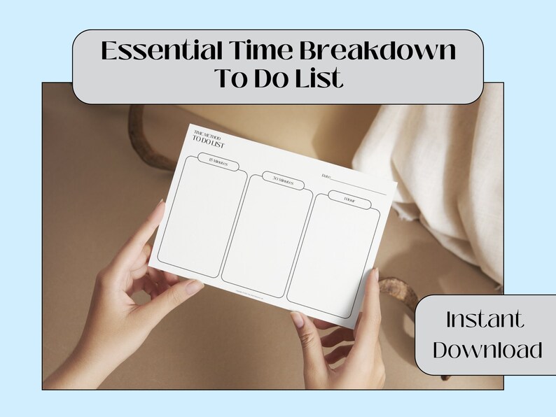 Printable to Do List, Time Breakdown List, Daily Print at Home Task ...