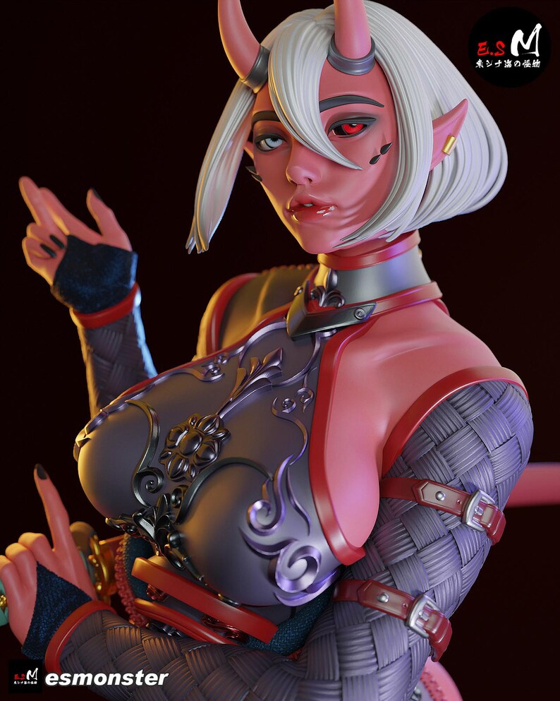 Oni Warrior Fan Art Statue Demon Samurai - Etsy Australia