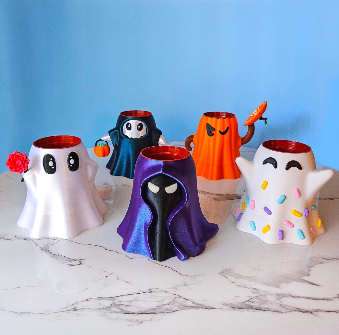 3D Printed Ghost Planter: Spooky Halloween Succulent Pot With Drainage ...