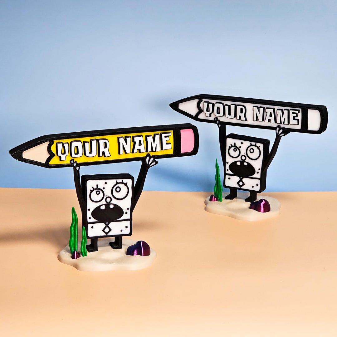 Doodlebob Inspired Nameplate Custom Design Office Decor Cartoon ...