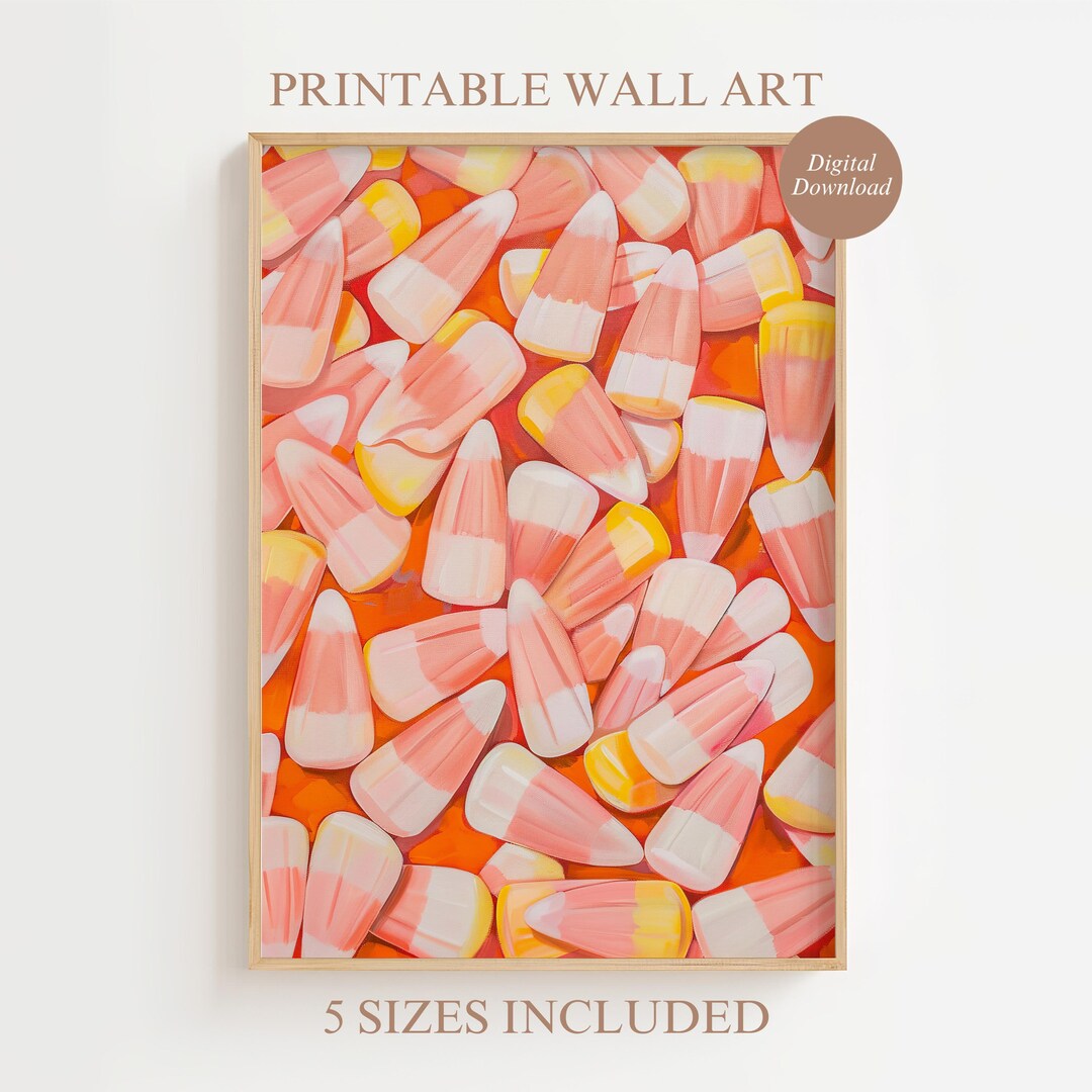 Pink Halloween Candy Corn Art Print, Pastel Halloween Candy Corn Art ...