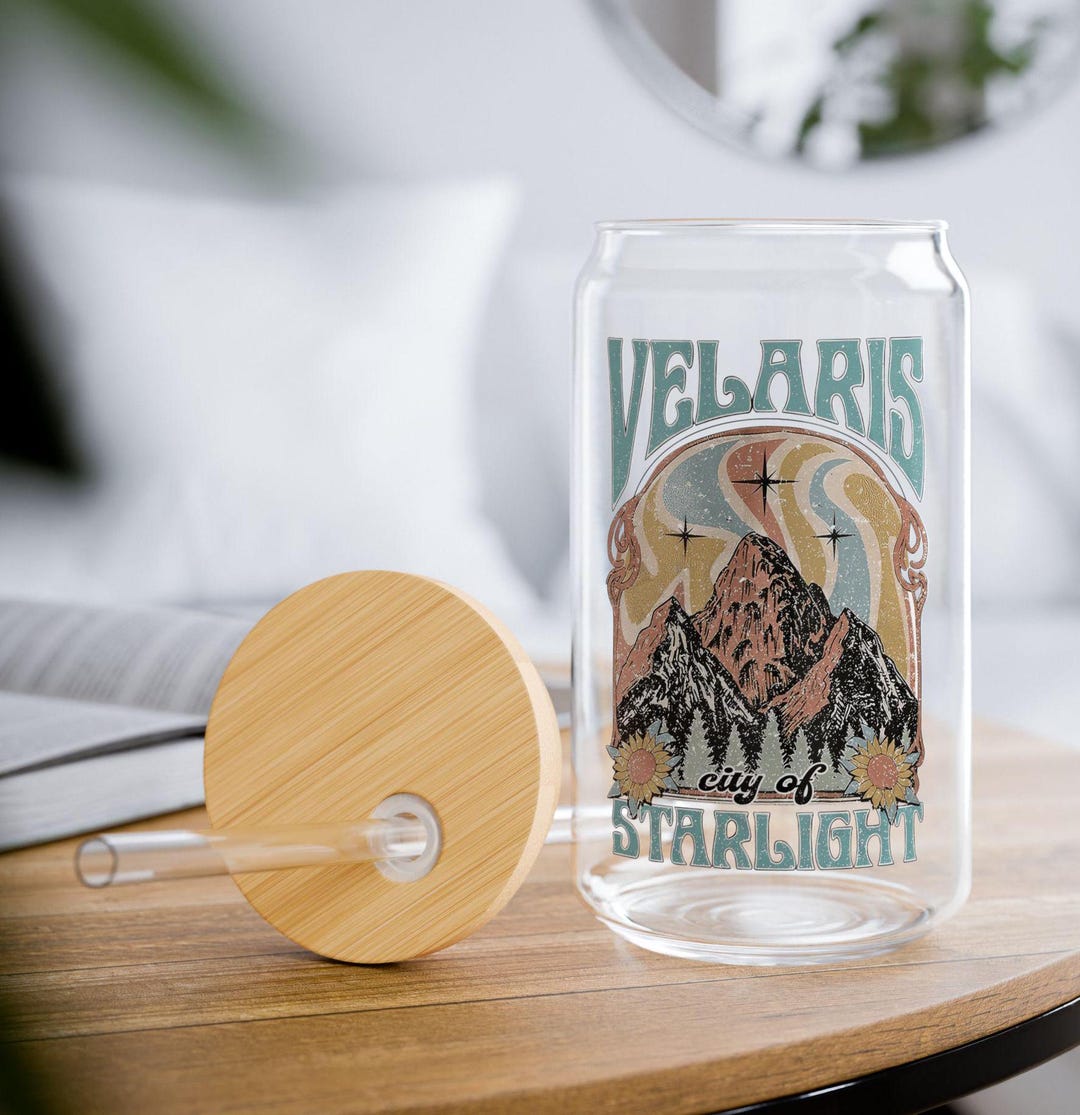 Retro ACOTAR Glass Cup Velaris City of Starlight Iced Coffee Cup to the ...