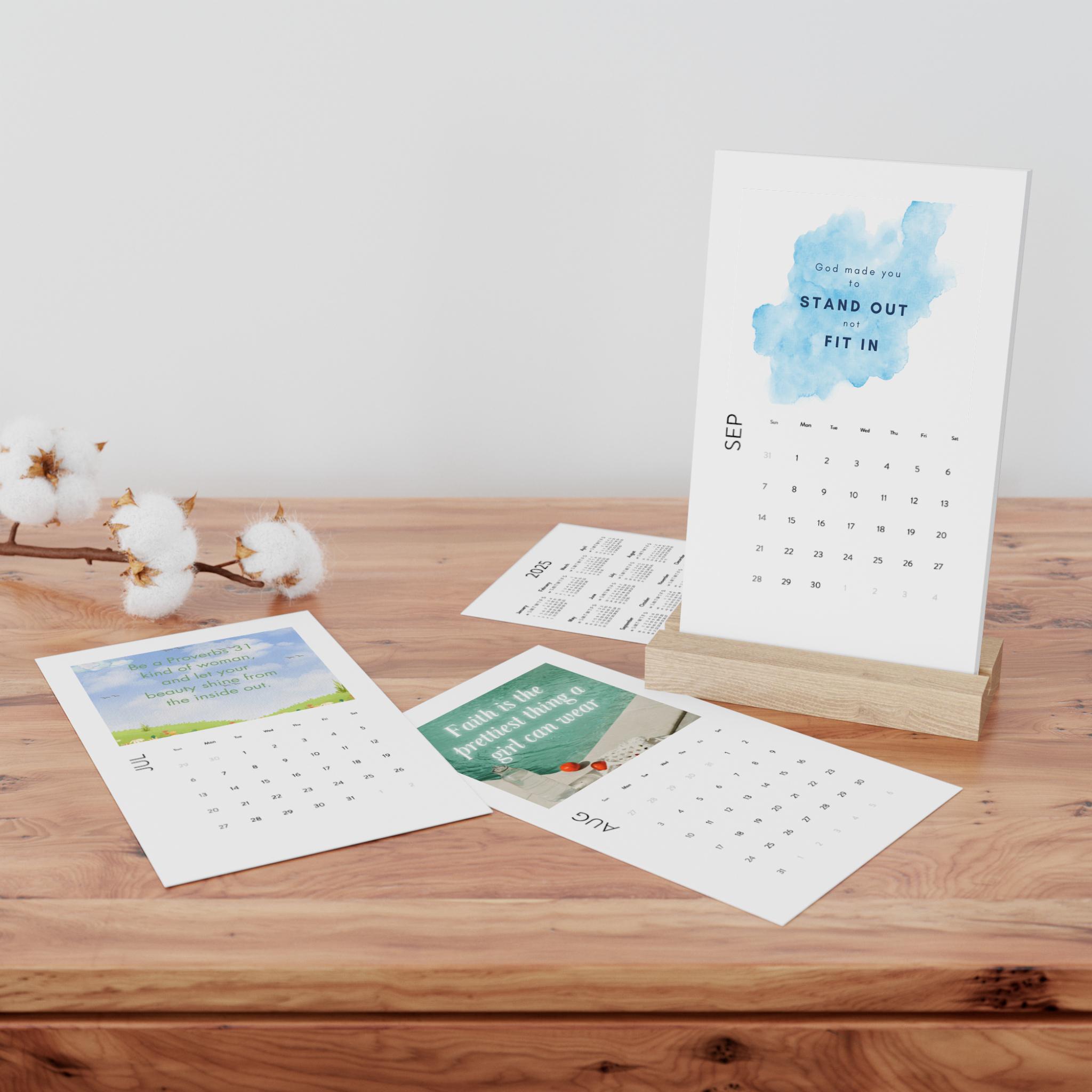 Christian Vertical Desk Calendar 2025, Girly Feminine Planner, Daily ...