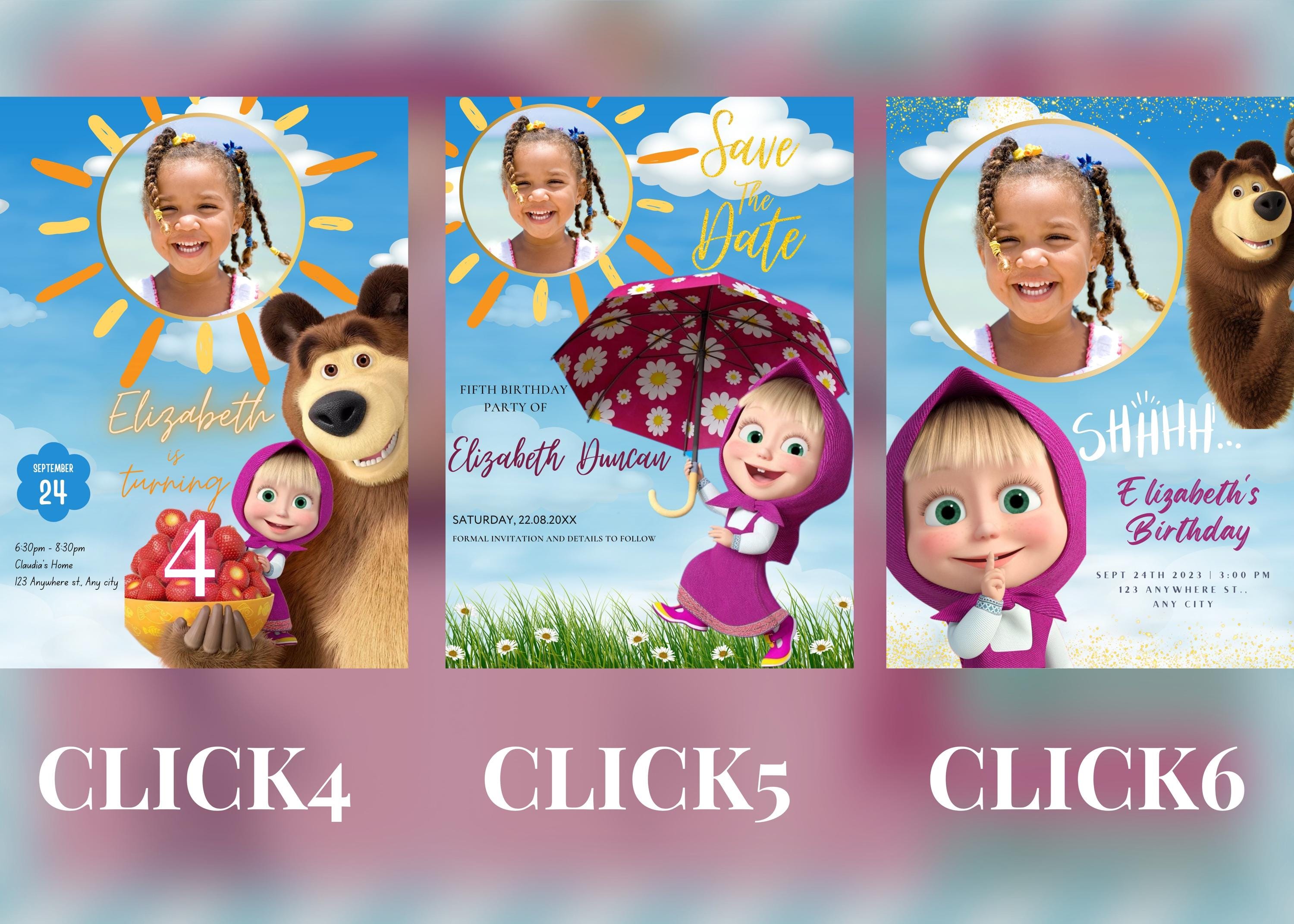 Personalized Masha and the Bear Birthday Invitation Template a Unique ...