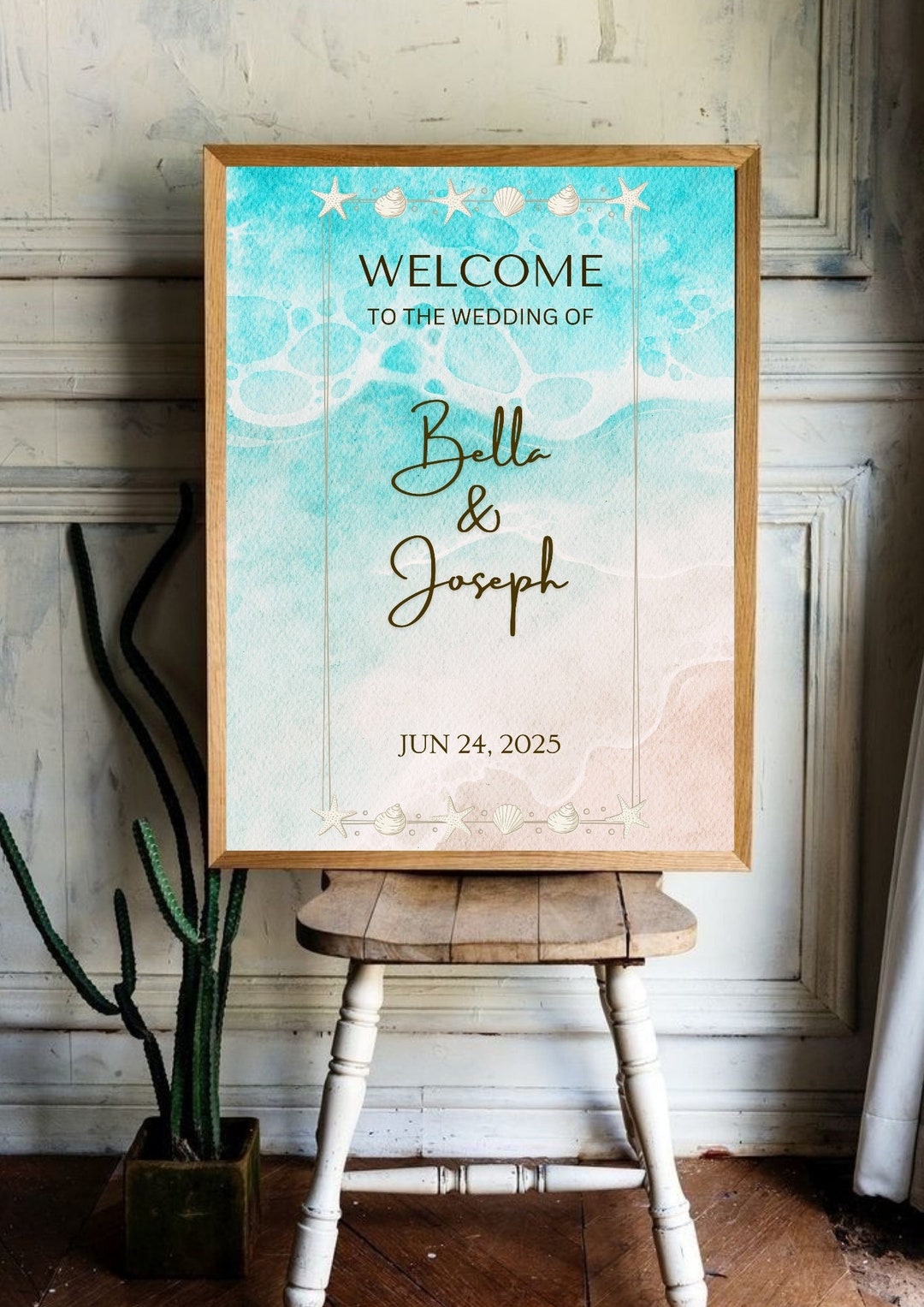 Welcome Our Wedding Welcome Chart Summer Blue Wedding Signage Wedding ...