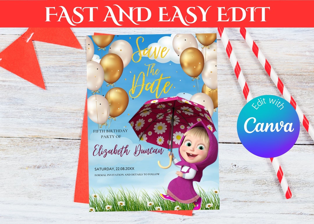 Personalized Masha and the Bear Birthday Invitation Masha Party for ...