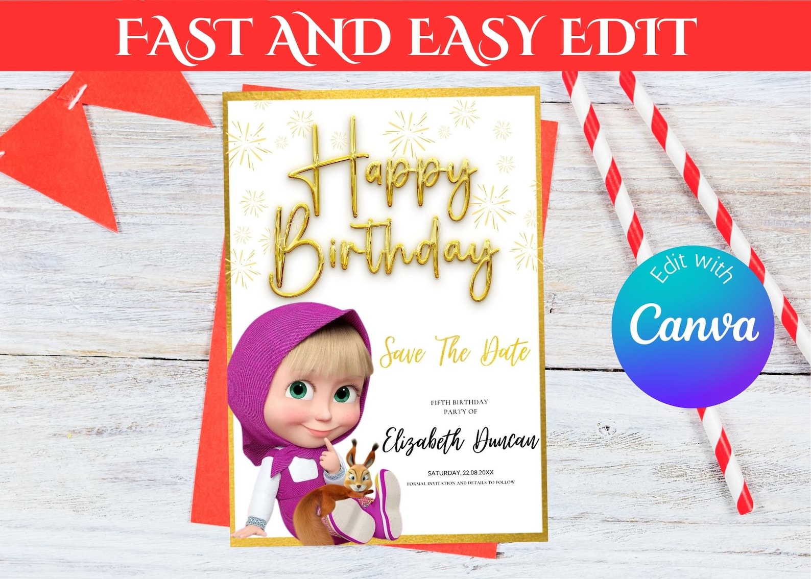 Personalized Masha and the Bear Birthday Invitation Masha Party for ...