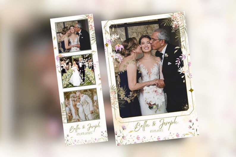 Custom Wedding Photo Booth Strip Template With 360 Floral Photo Booth ...