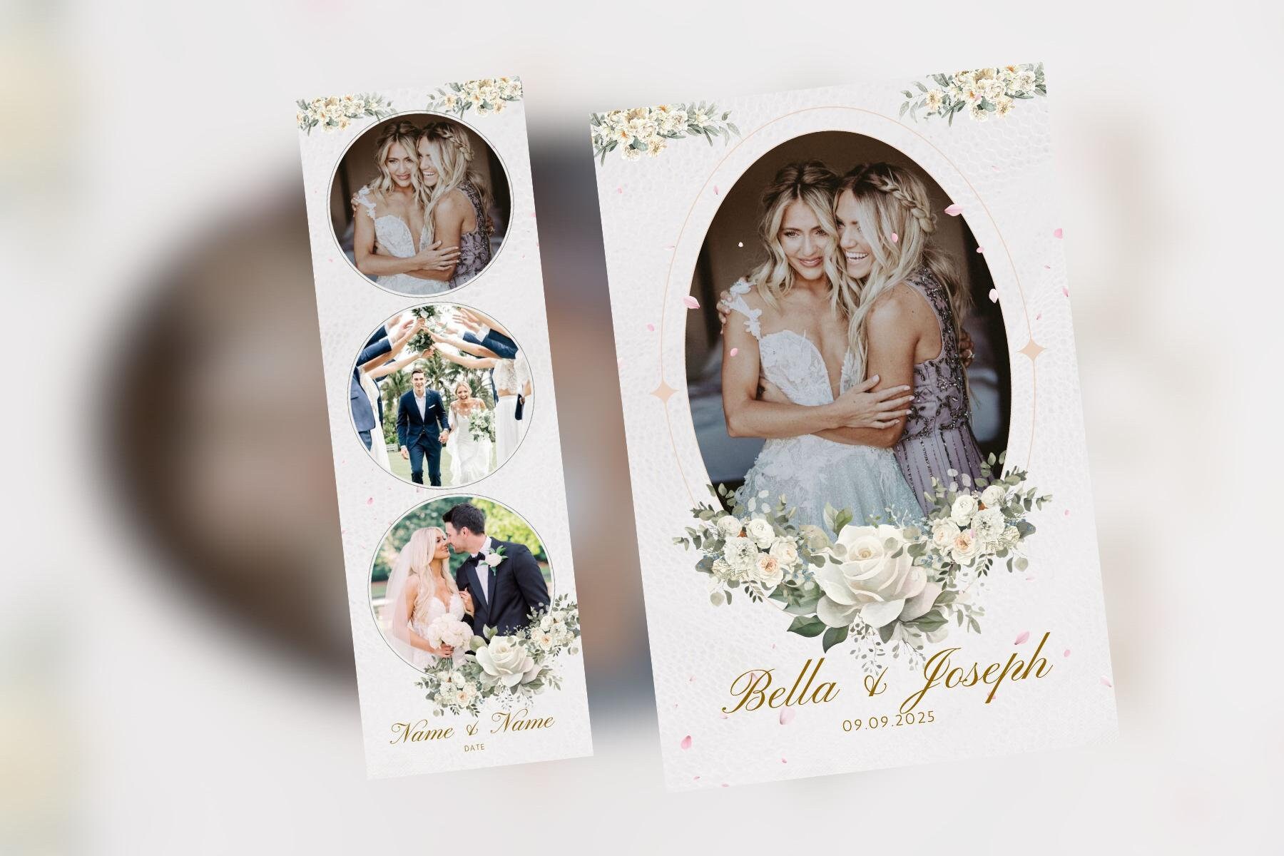 Custom Wedding Photo Booth Strip Template With 360 Floral Photo Booth ...