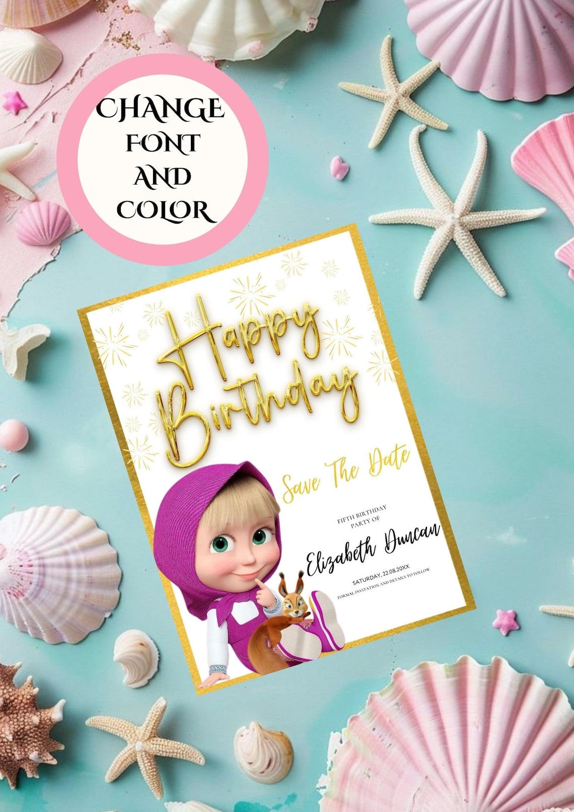 Personalized Masha and the Bear Birthday Invitation Masha Party for ...