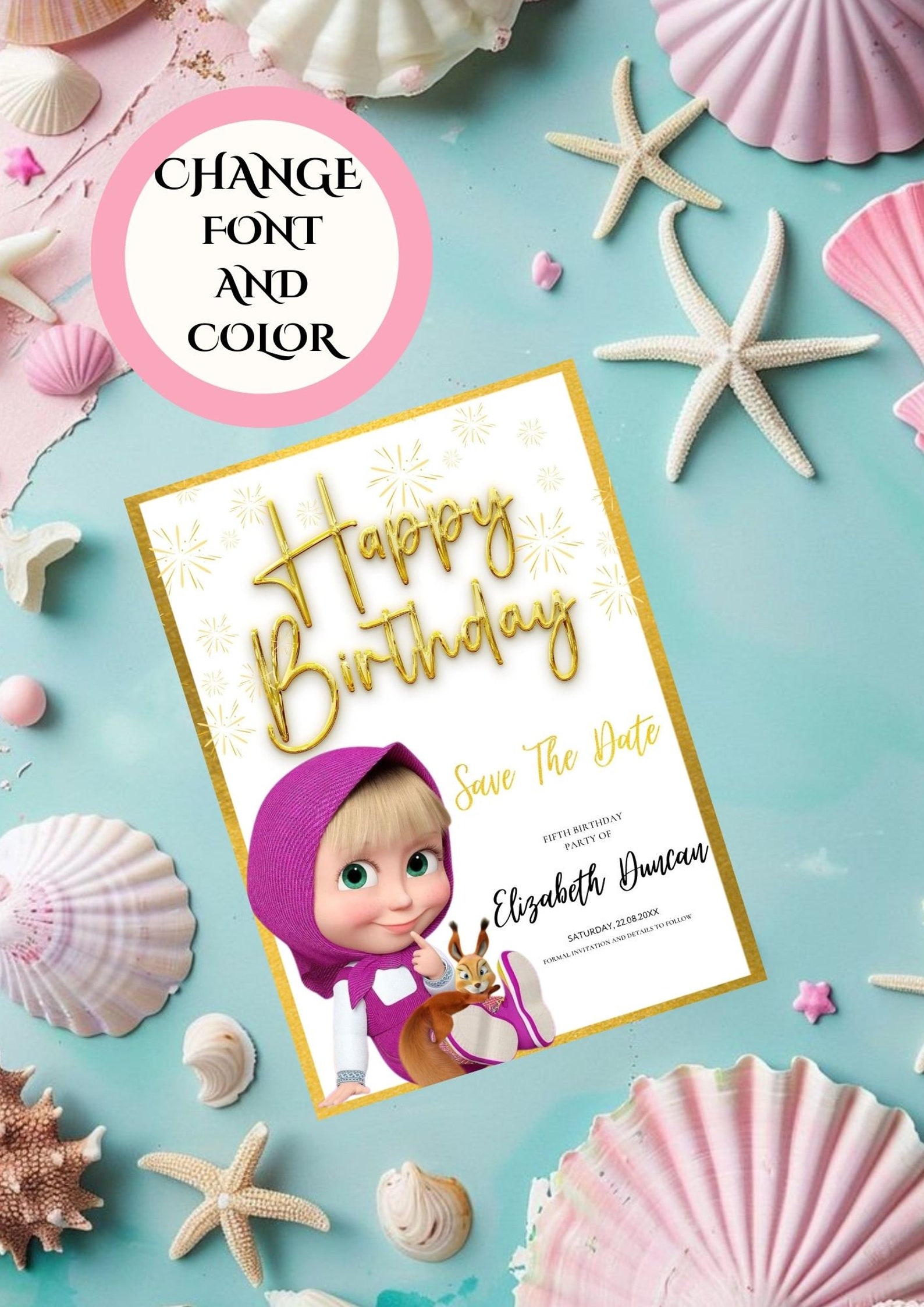 Personalized Masha and the Bear Birthday Invitation Masha Party for ...