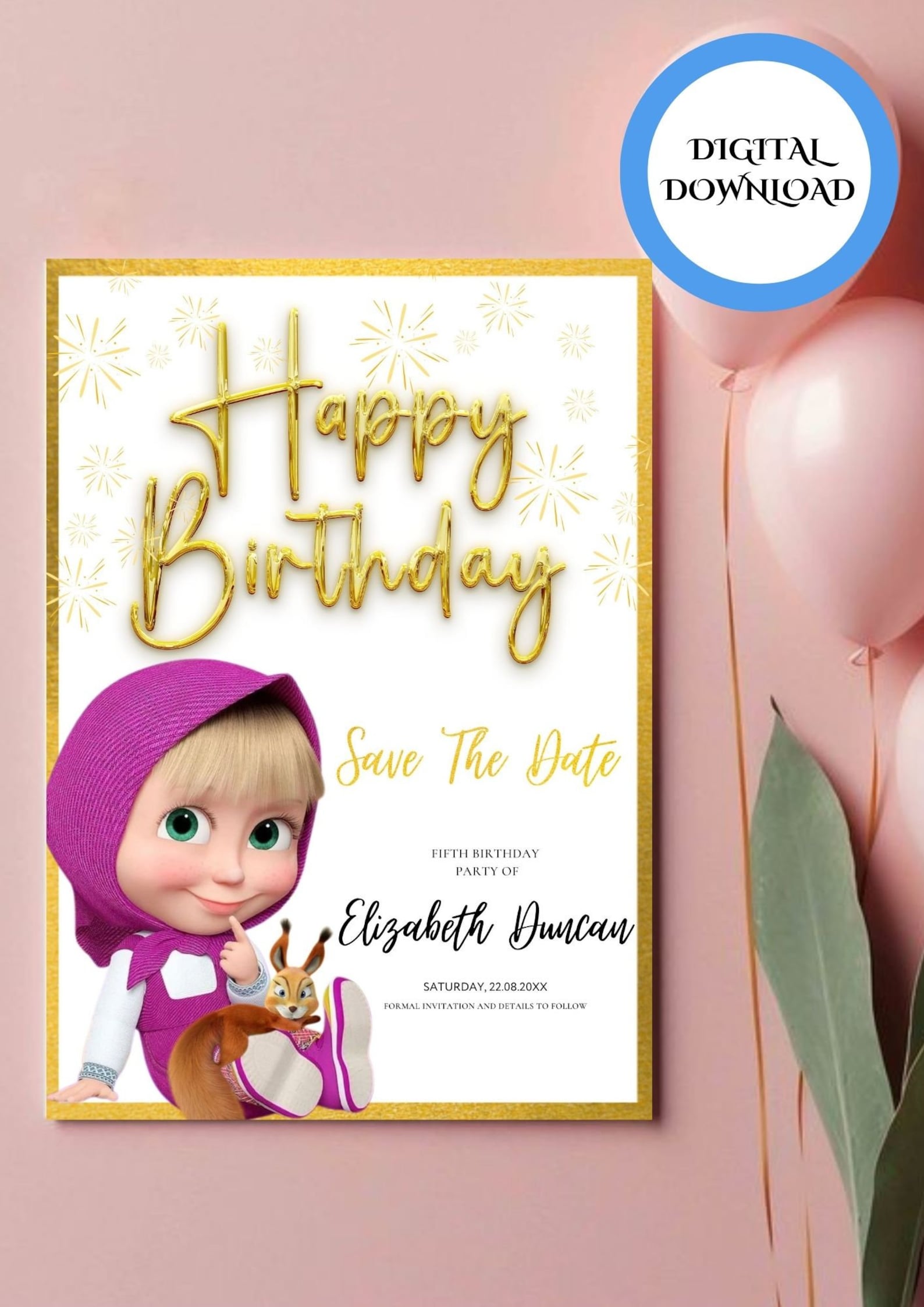 Personalized Masha and the Bear Birthday Invitation Masha Party for ...