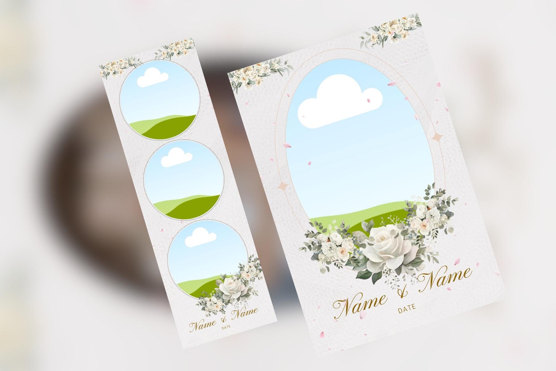 Custom Wedding Photo Booth Strip Template With 360 Floral Photo Booth ...