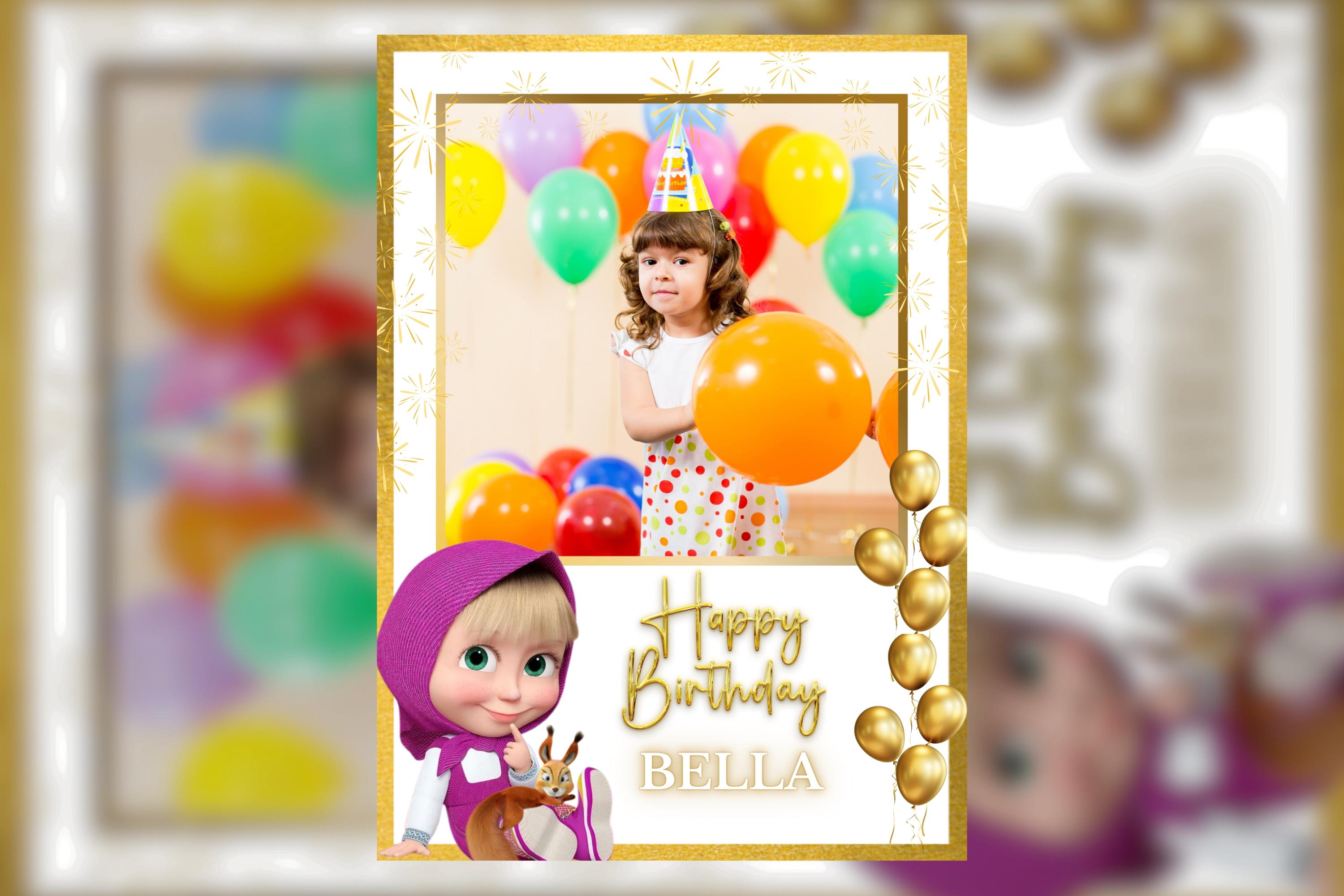Masha and the Bear Photo Booth Template for Kid Birthday Photo Booth ...