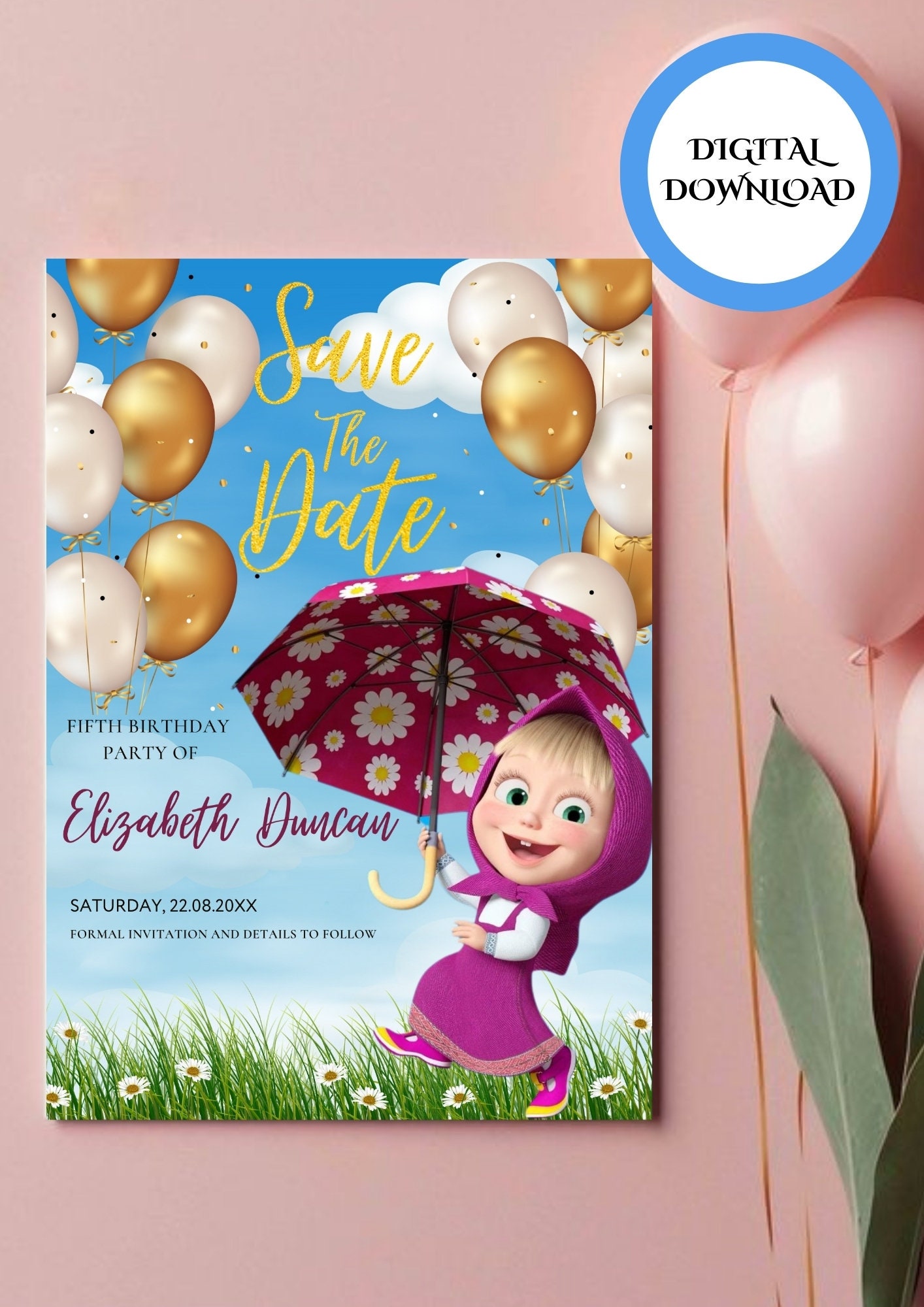 Personalized Masha and the Bear Birthday Invitation Masha Party for ...