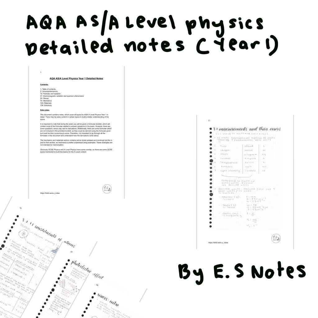 AQA AS/A Level Physics Detailed Notes (year 1) - Etsy