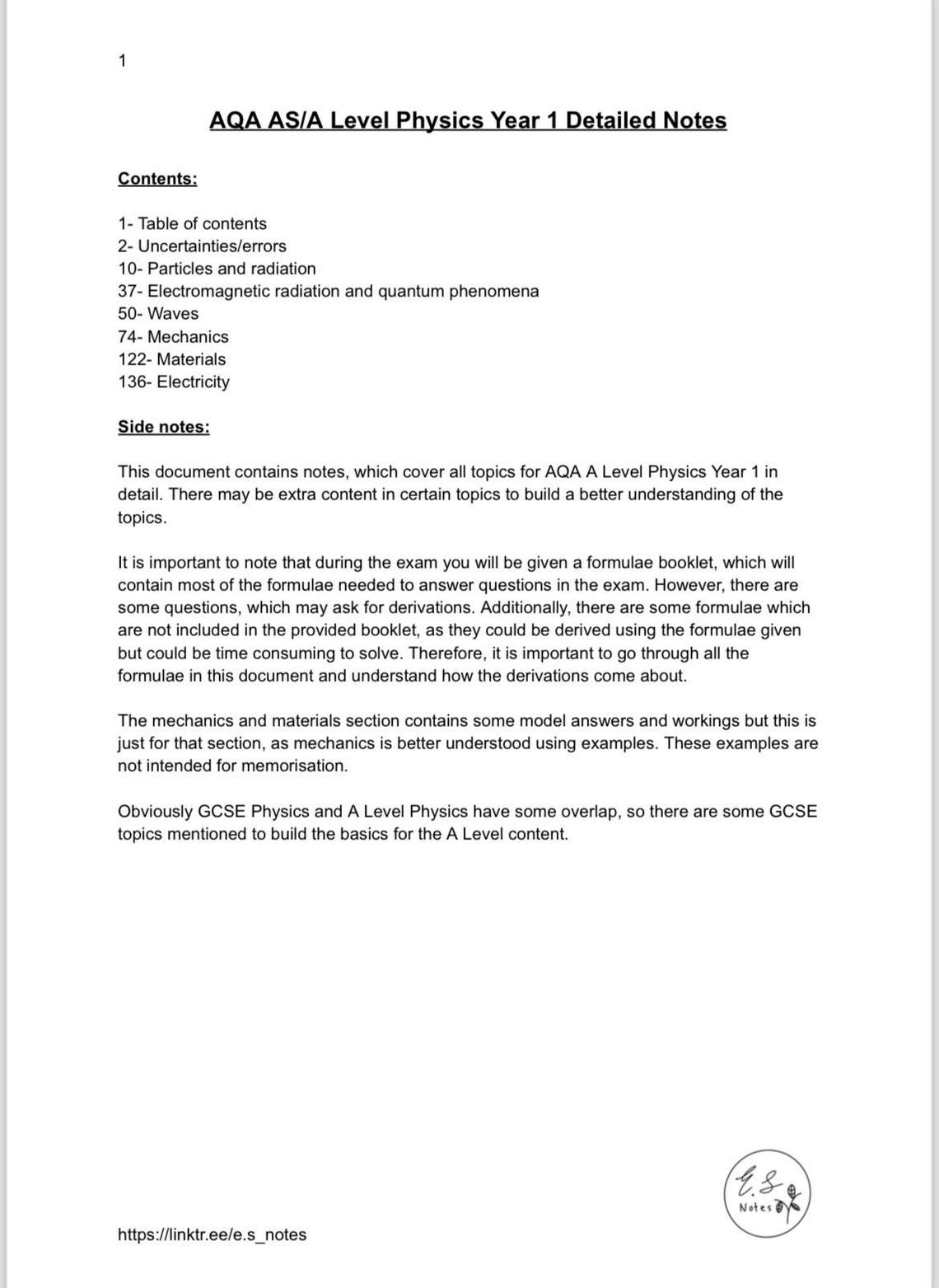 AQA A Level Physics Detailed Notes (year 1+2) - Etsy