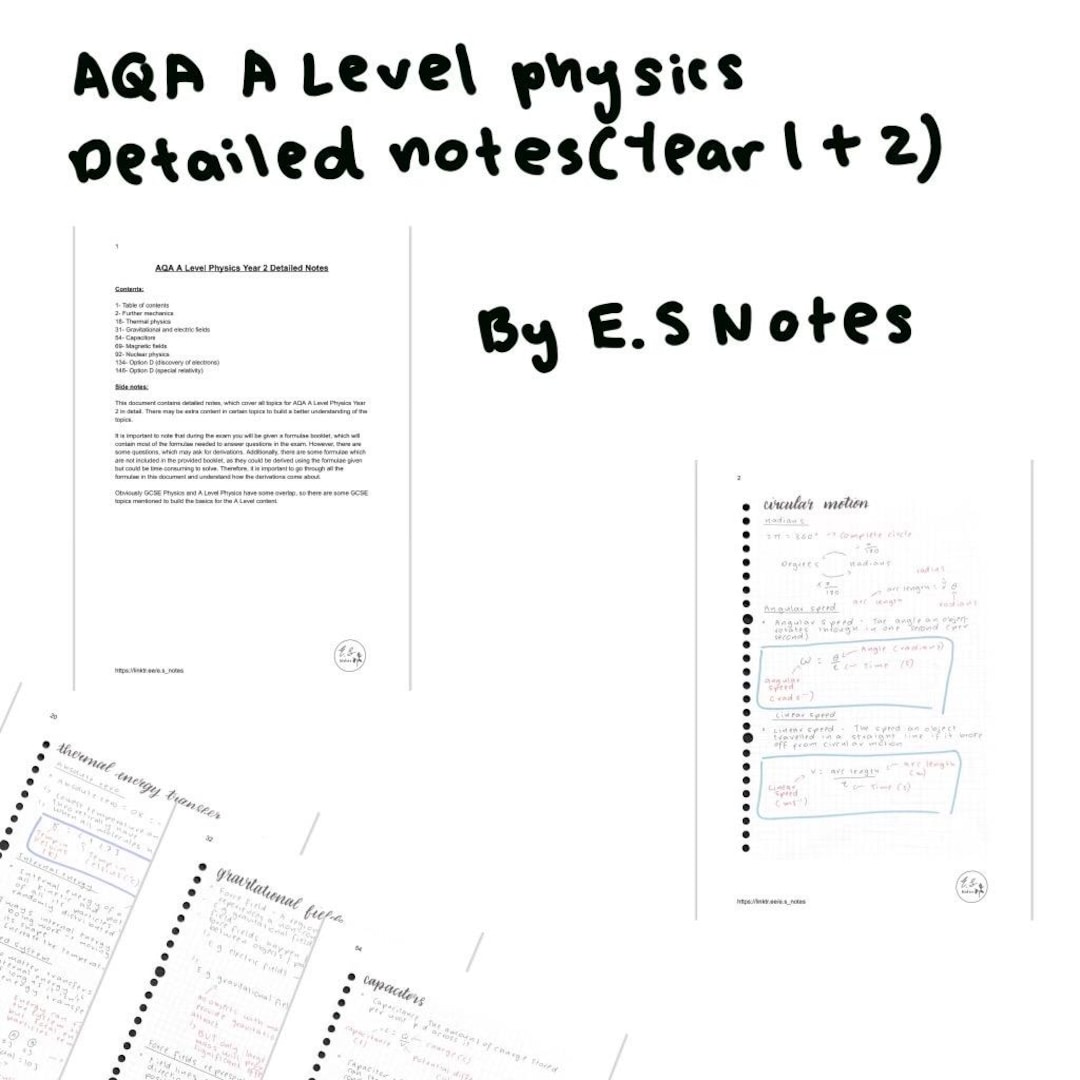 AQA A Level Physics Detailed Notes (year 1+2) - Etsy
