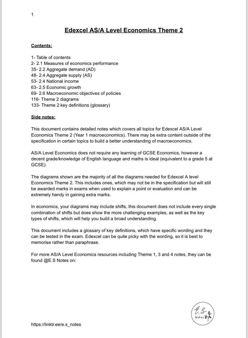 Edexcel A Level Economics Ultimate Guide (year 1+2) - Etsy