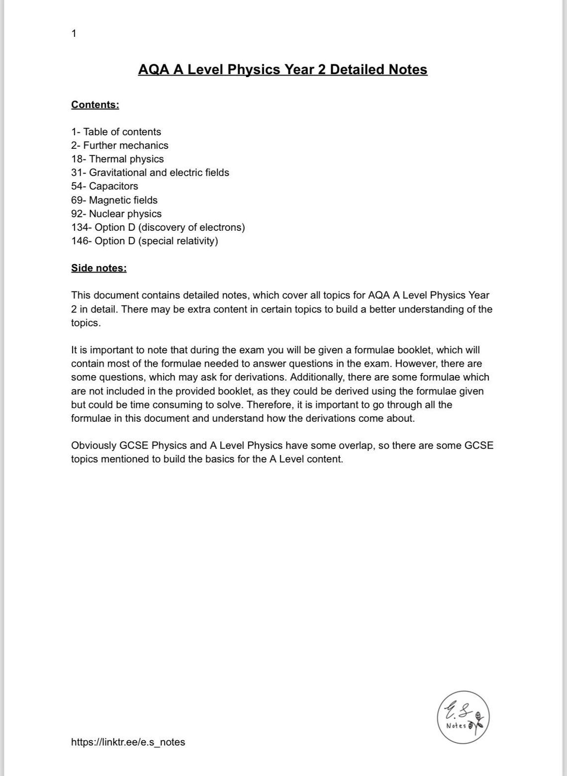 AQA A Level Physics Detailed Notes (year 1+2) - Etsy