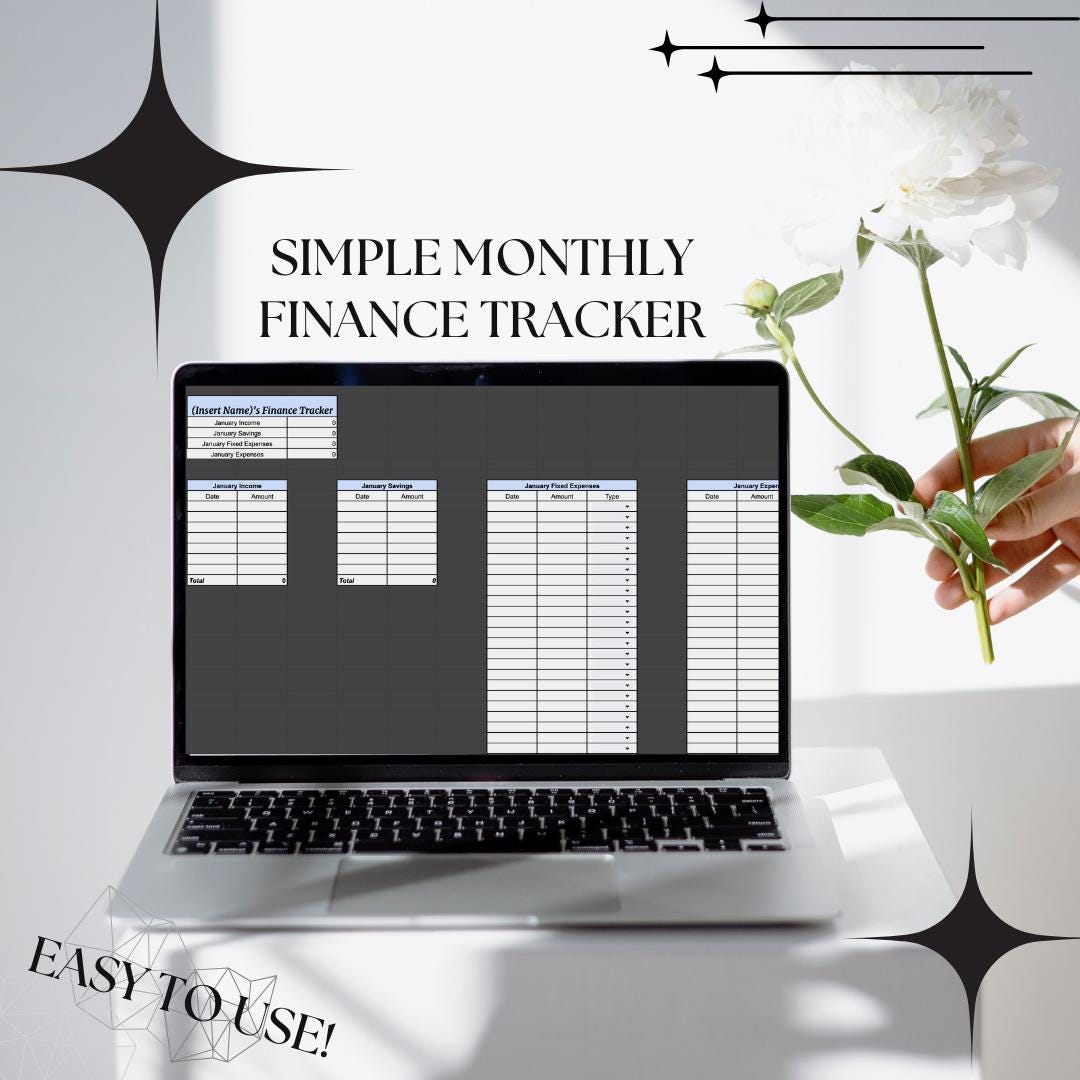 Simple Monthly Finance Tracker - Cute and Easy to Use - Etsy
