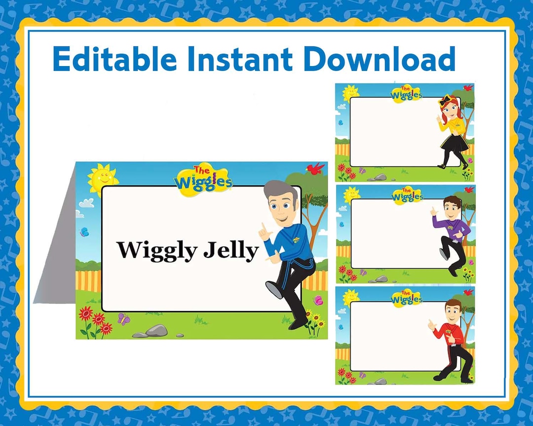 Editable Wiggles Birthday Tents Name Cards - Etsy Australia