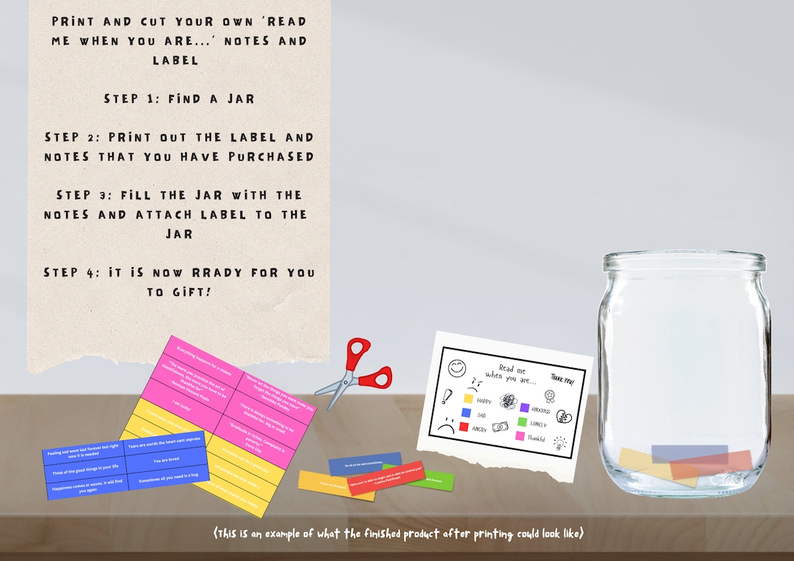 Read Me When You Are... Jar Printable Notes and Label. 48 Notes 8 for ...