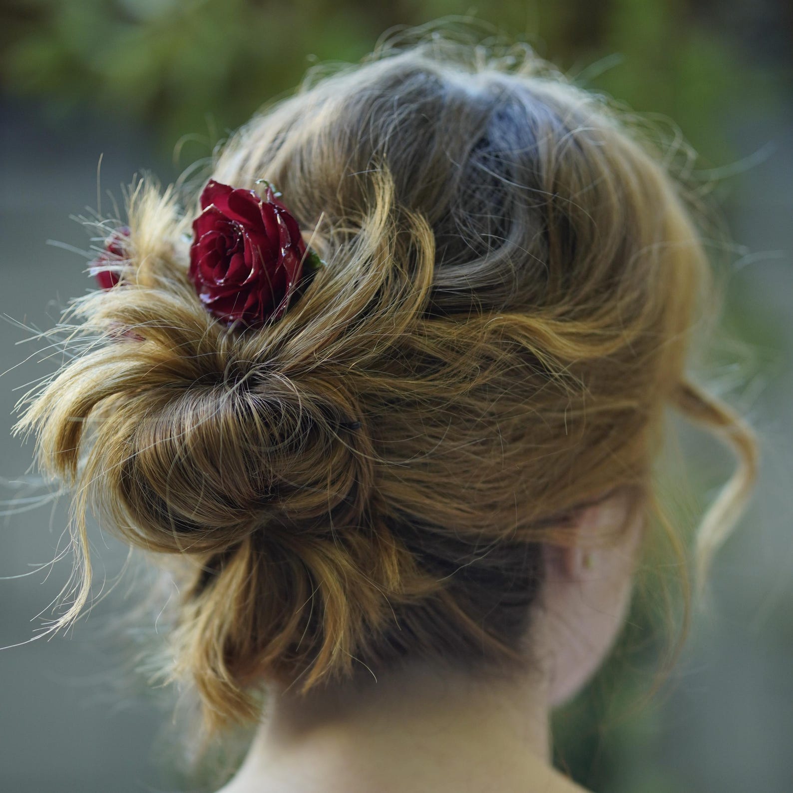 Real Red Rose Flower Hair Comb, Handmade Rose Hair Accessory, Gold and ...